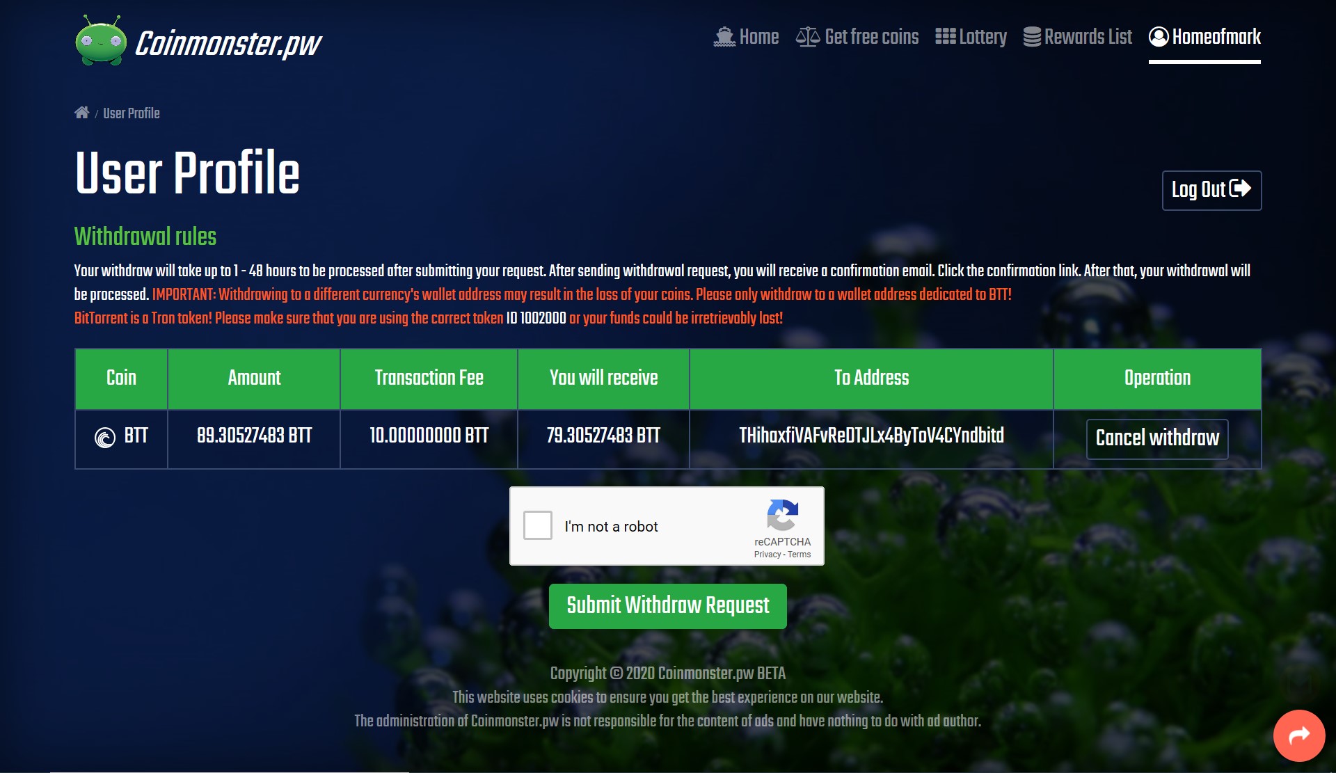 CoinMonster.pw Review - Home of Mark